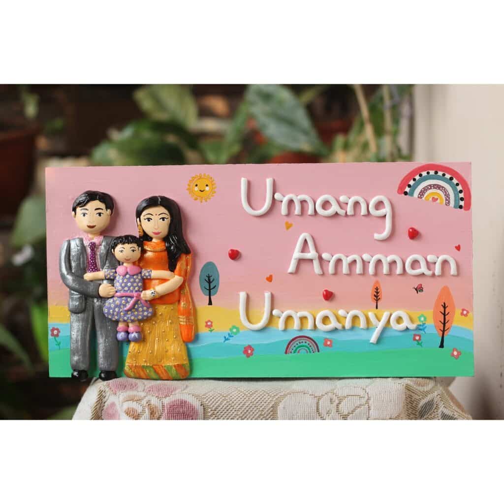 Cute Family Themed Nameplate For House - Crafty Owl